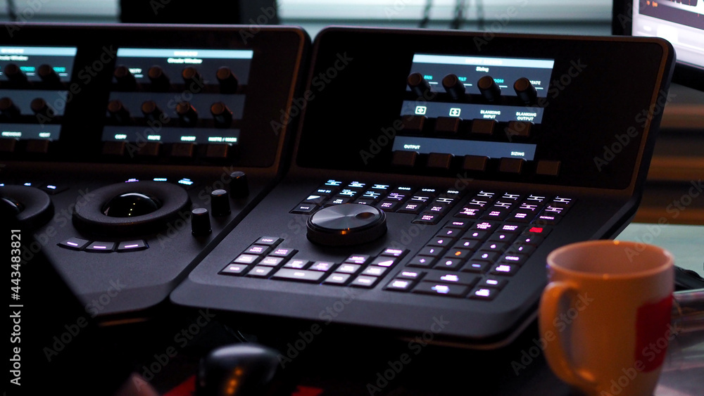 Color grading control panel for colorist. Telecine controller machine ...