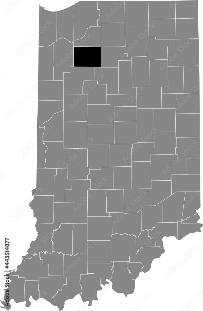 Black highlighted location map of the Hoosier Pulaski County inside ...