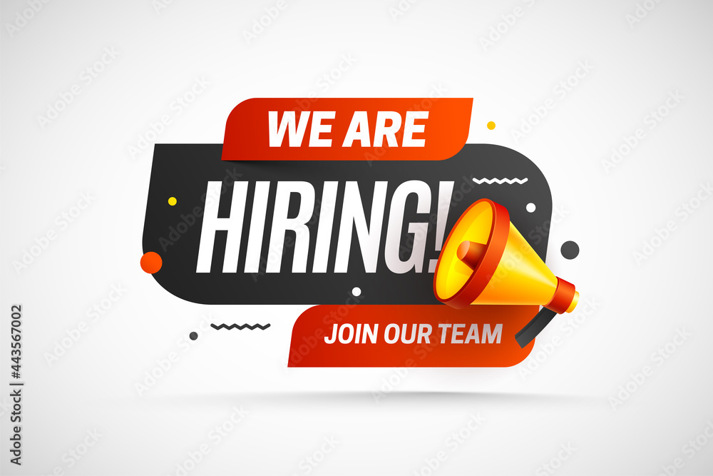 Hiring recruitment open vacancy design info label template. We are ...