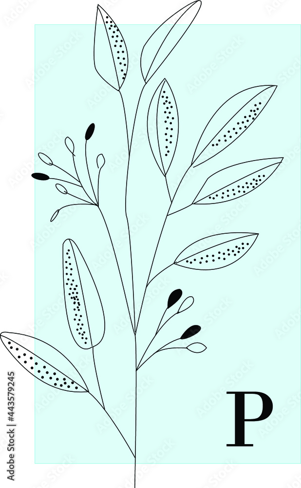 Cyan, blue background with black stylish and elegant letter P logo for ...