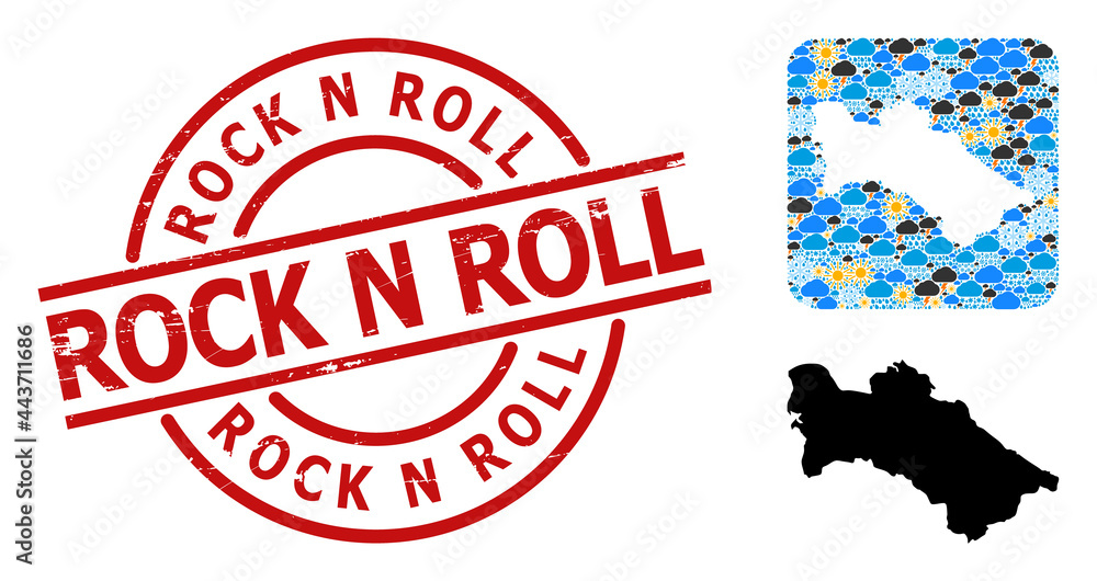 Climate pattern map of Turkmenistan, and scratched red round Rock N ...