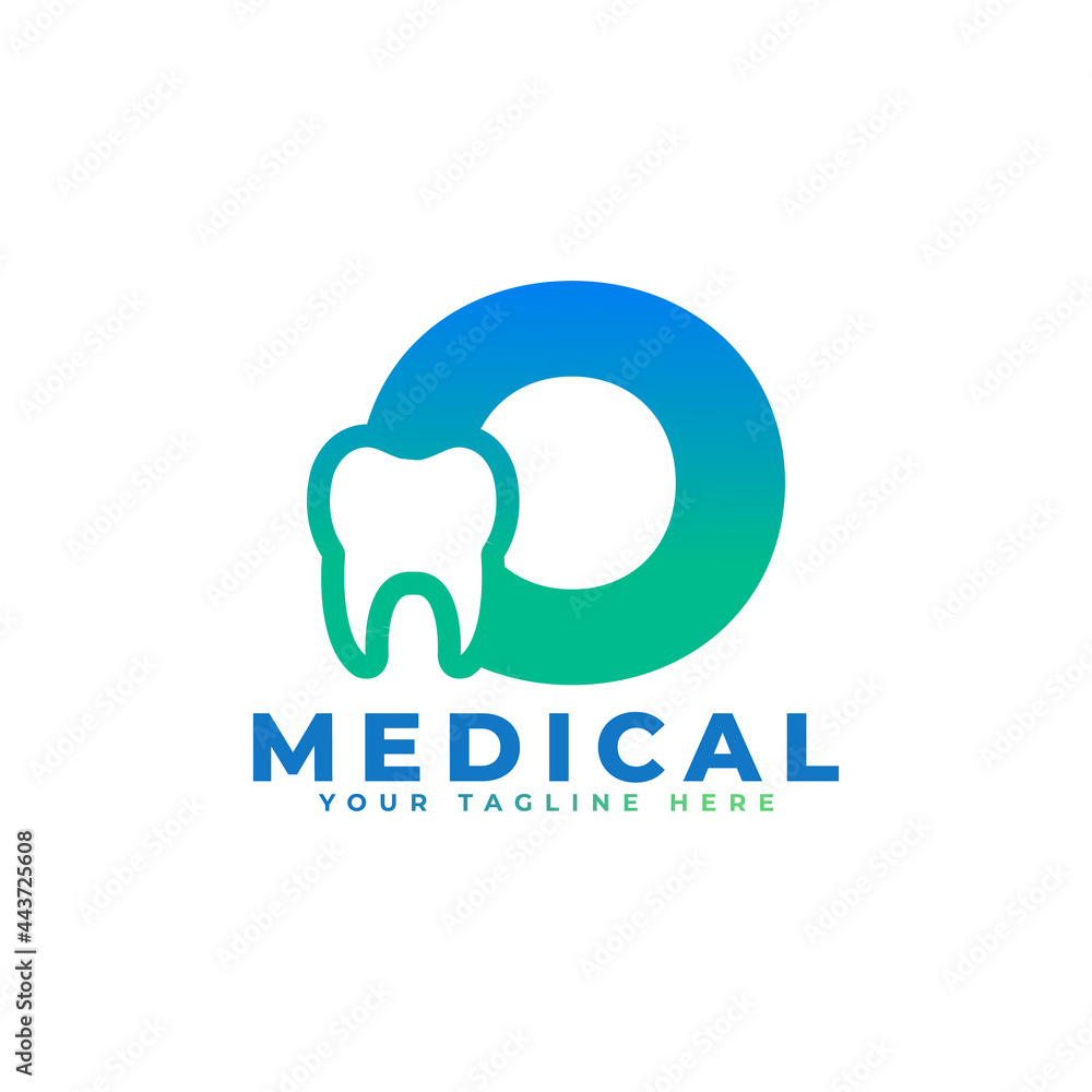 Dental Clinic Logo. Blue Shape Initial Letter O Linked with Tooth ...