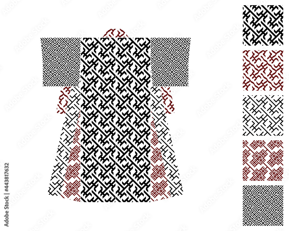 Set of Asian patterns seamless swatches. Indonesian batik design ...