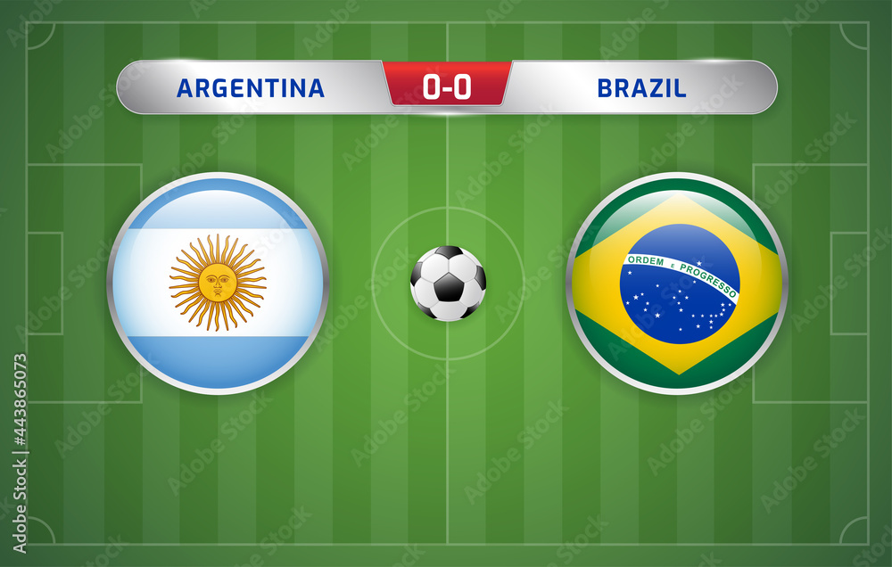 Argentina vs Brazil scoreboard broadcast template for sport soccer ...