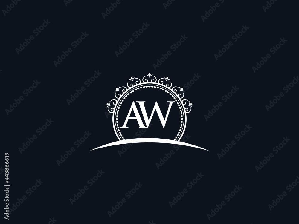 Luxury AW Letter, initial Black aw Logo Icon Vector For Hotel Heraldic ...
