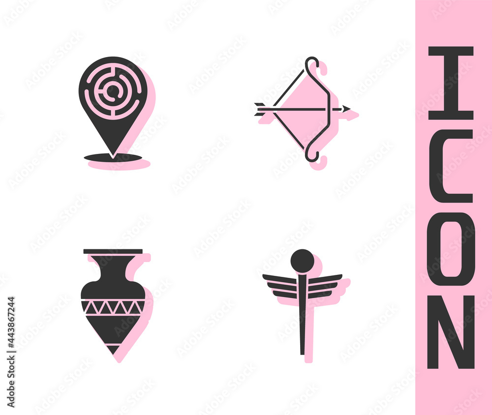 Set Caduceus snake medical, Minotaur labyrinth, Ancient amphorae and ...