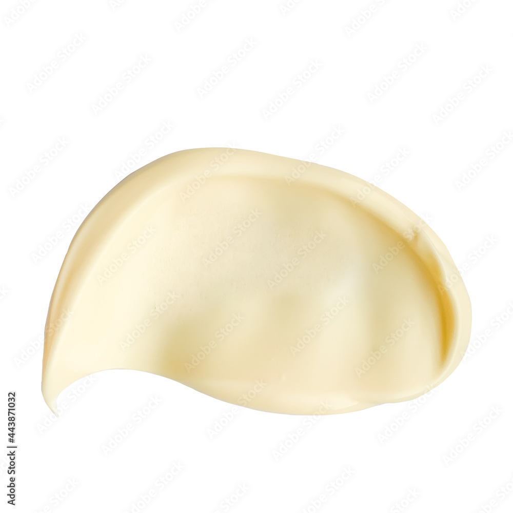 Mayonnaise drop and splash. White sause isolated stain top view ...