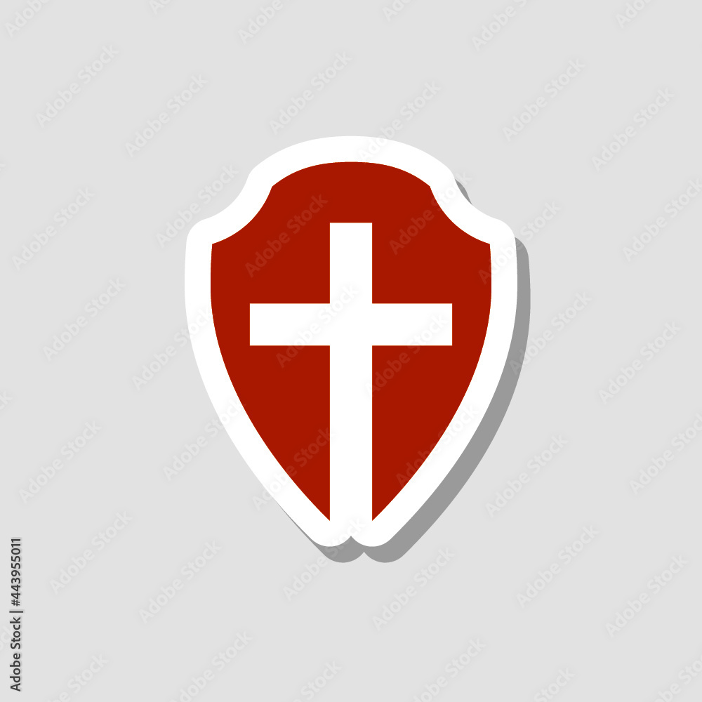 Shield icon with christian cross symbol isolated Stock Vector | Adobe Stock