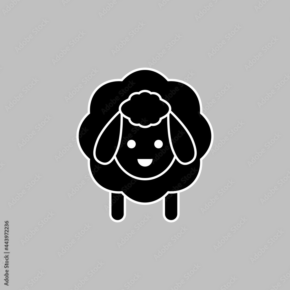Black and white sheep icon. Vector drawing. Lamb silhouette isolated ...