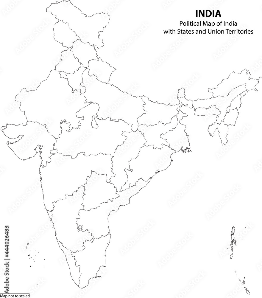 Political map of India with states and union territories outline Stock ...
