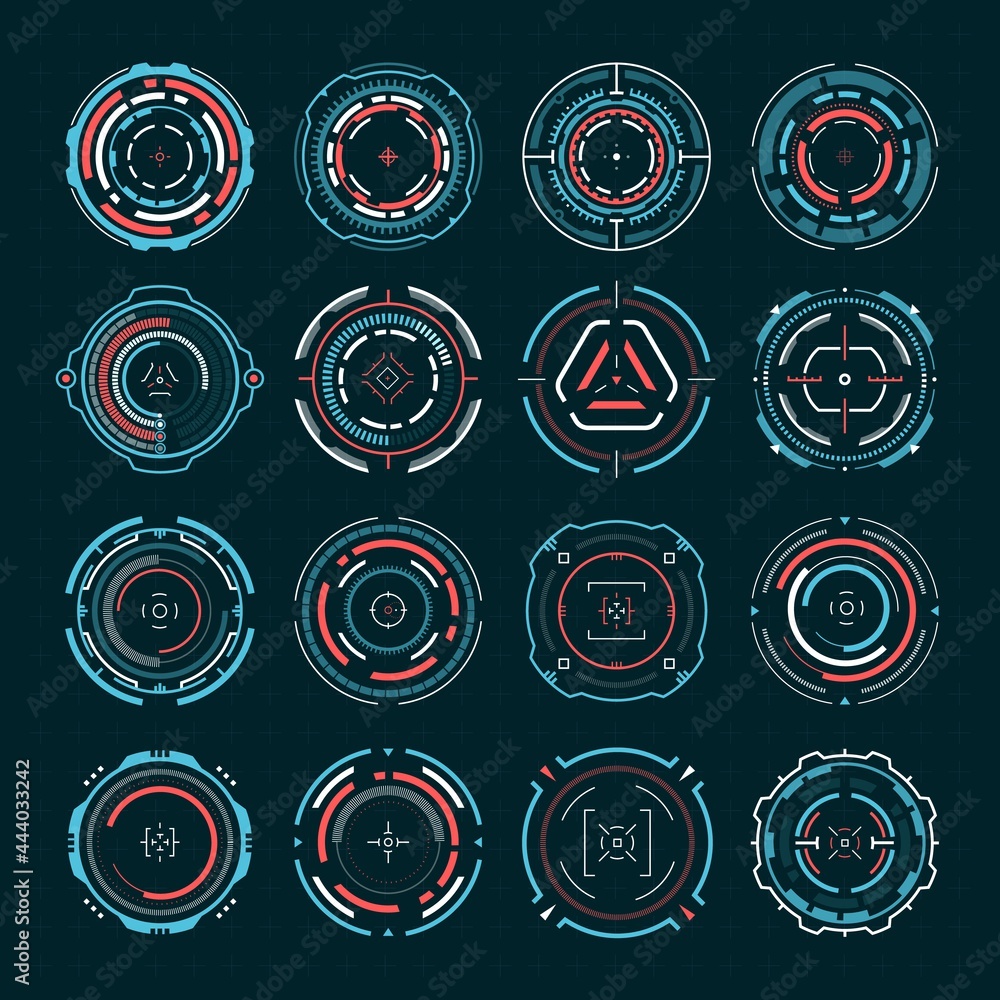 Futuristic targets. Sci-fi sniper scope optical aim, military shooting ...