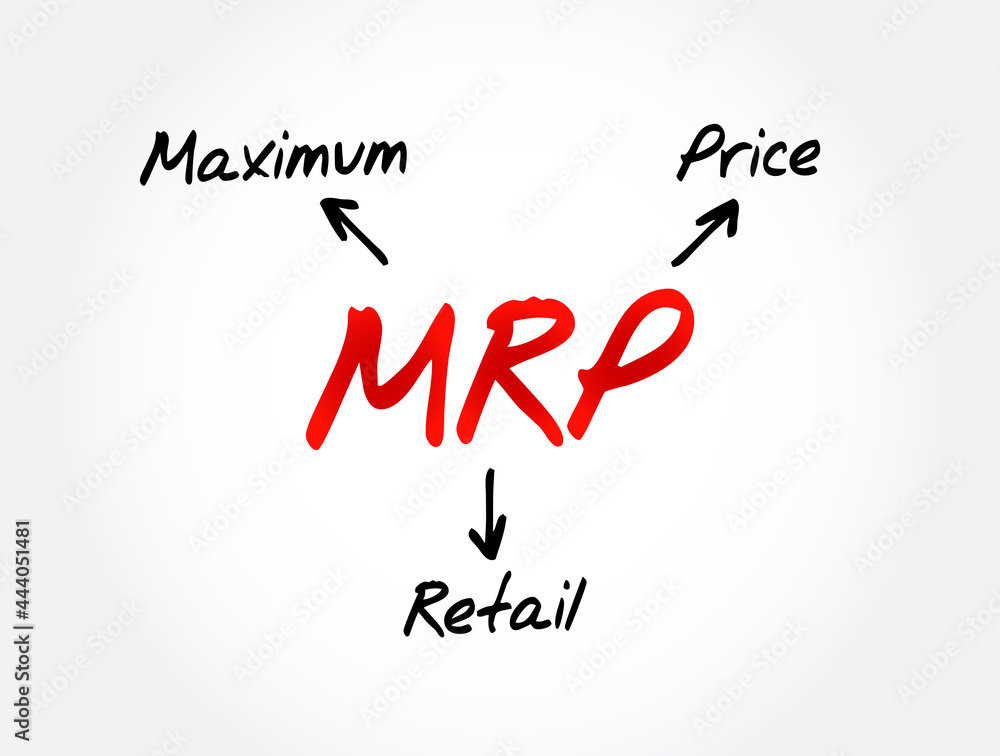 MRP - Maximum Retail Price acronym, business concept background Stock ...
