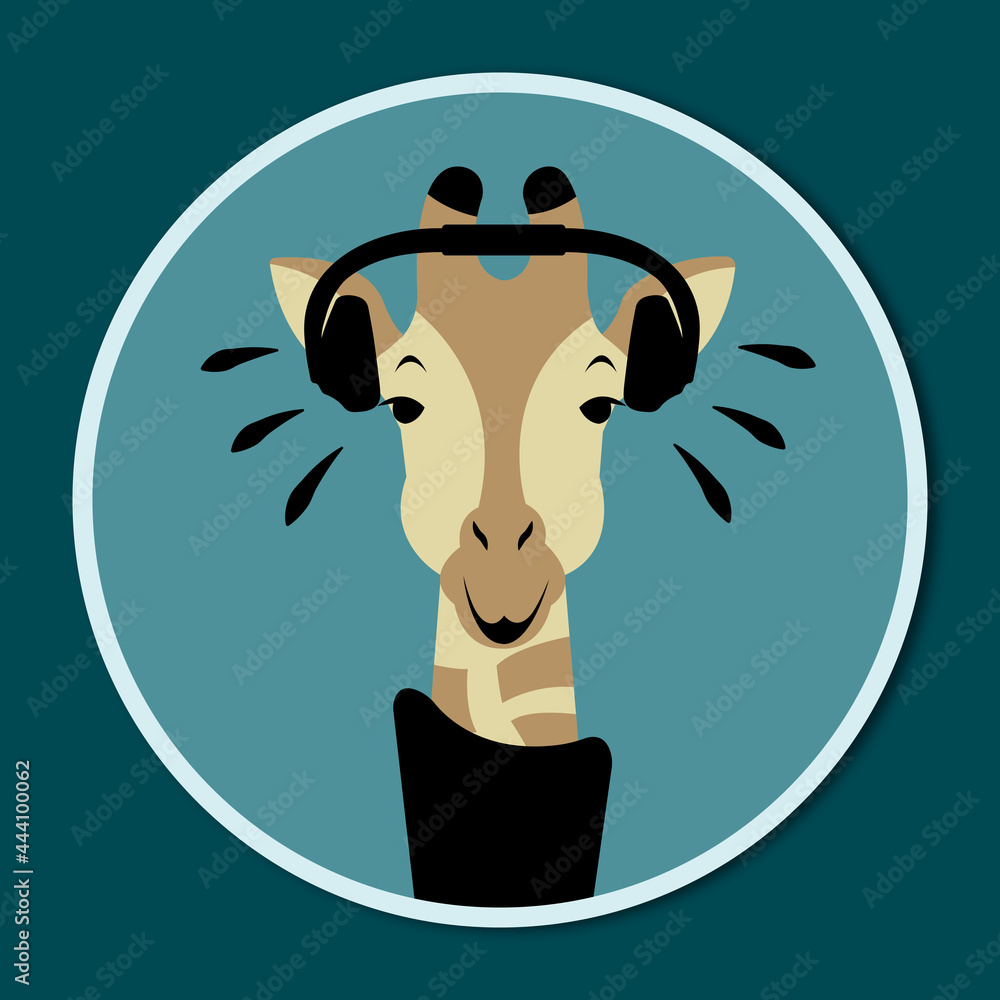 Giraffe Lucas - animal avatar. Giraffe avatar in flat style on azure ...