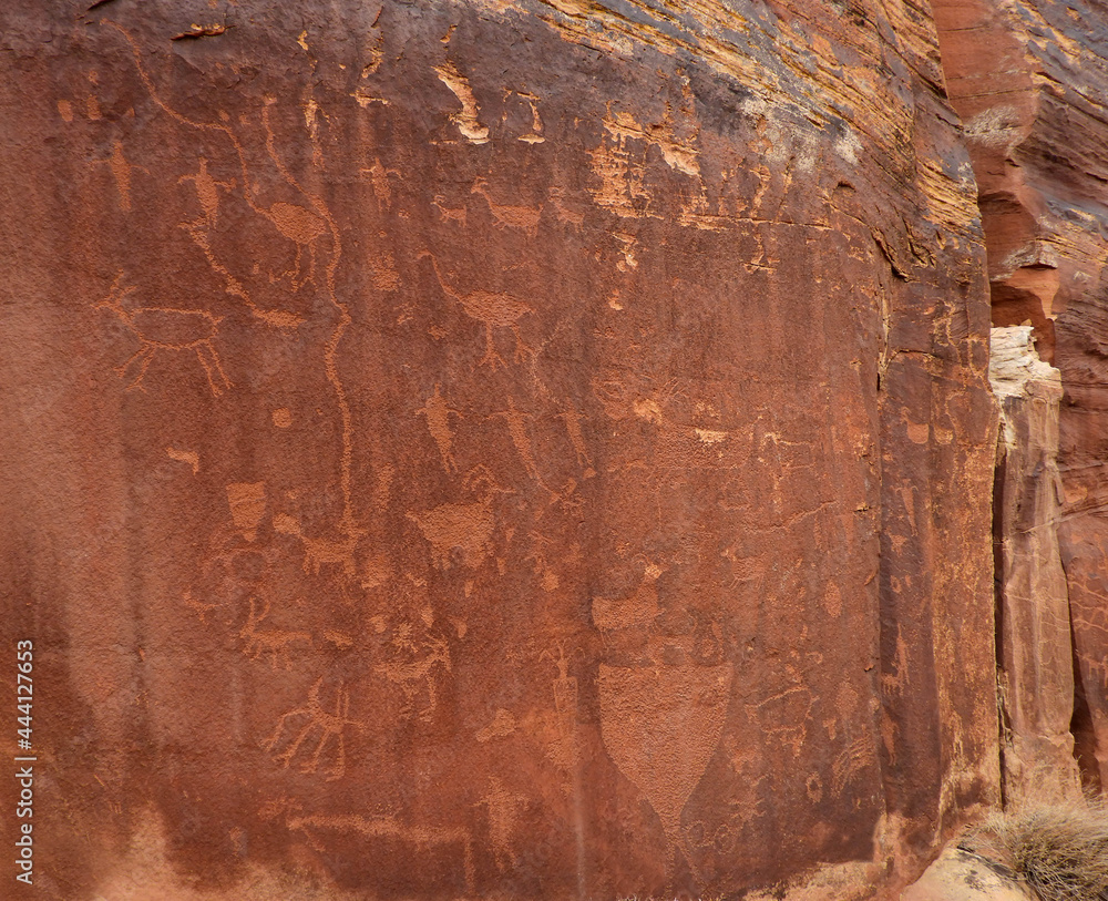 ancient native american petroglyphs in shay canyon, near canyonlands ...