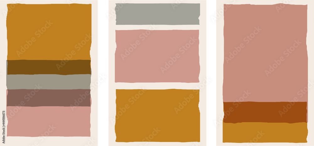 Collection of modern simple art abstractions with geometric shapes on a ...