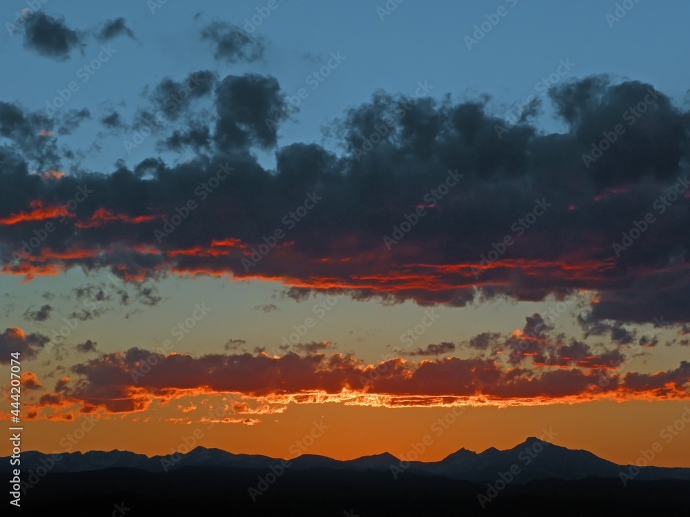 spectacular sunset over long's peak and the front range of the colorado ...