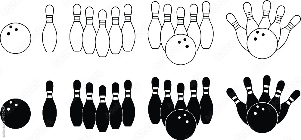 Bowling ball and pin Clipart Set Stock Vector | Adobe Stock