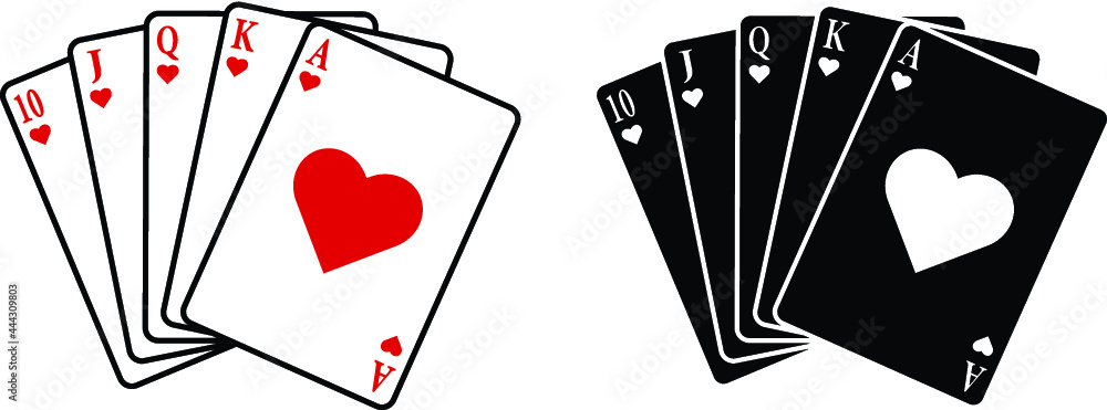 เวกเตอร์ Stock Royal Flush Card Hand Clipart Set | Adobe Stock