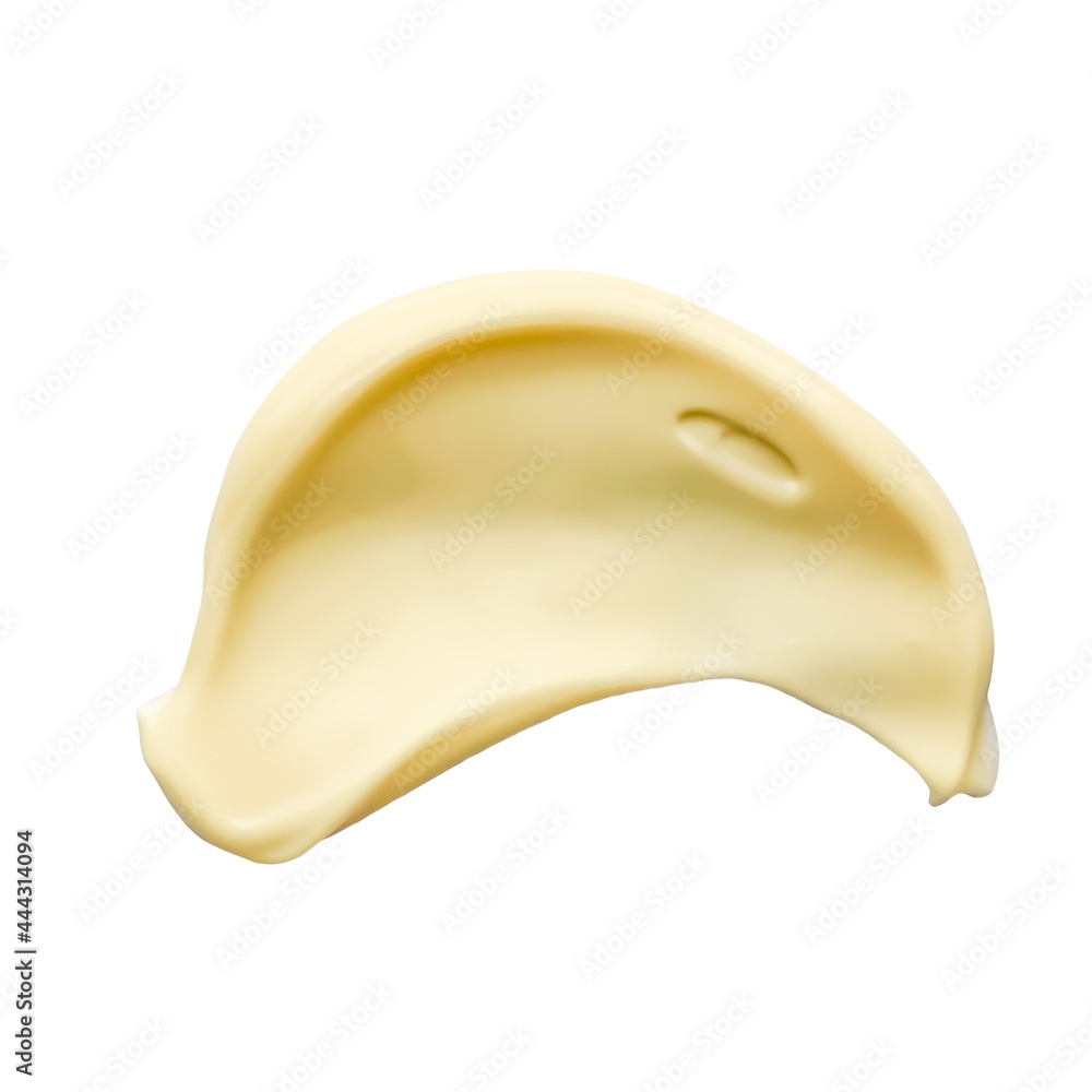 Mayonnaise drop and splash. White sause isolated stain top view ...