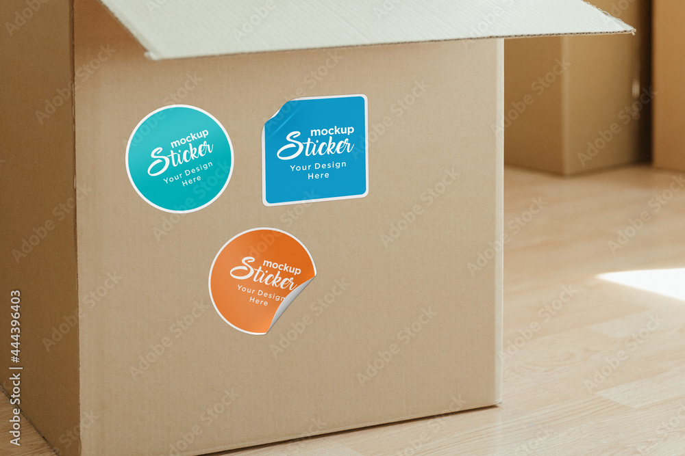 Card Board Three sticker mockup Design Template Stock Illustration ...