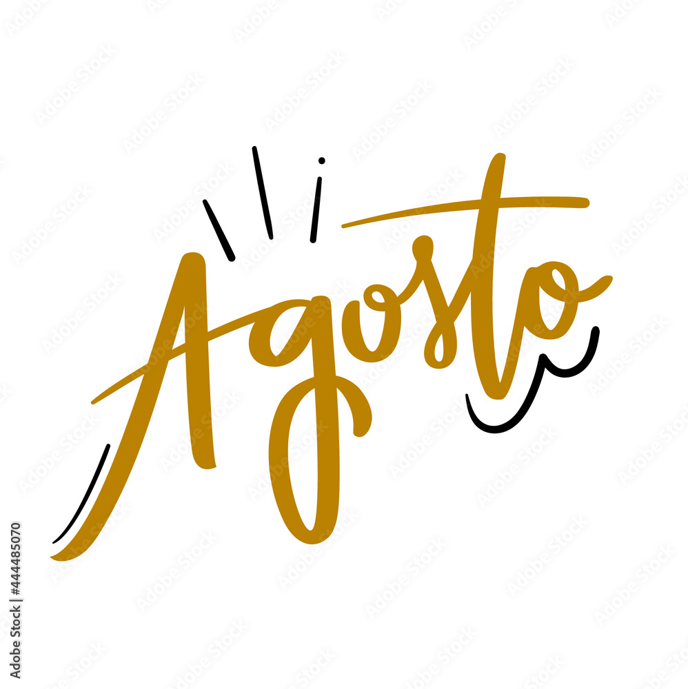 Vector de Stock Agosto. August. Brazilian Portuguese Hand Lettering ...