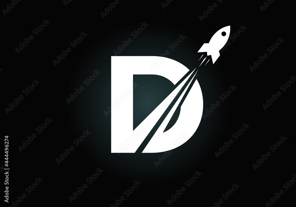 Initial D monogram letter alphabet with a Rocket logo design. Rocket ...