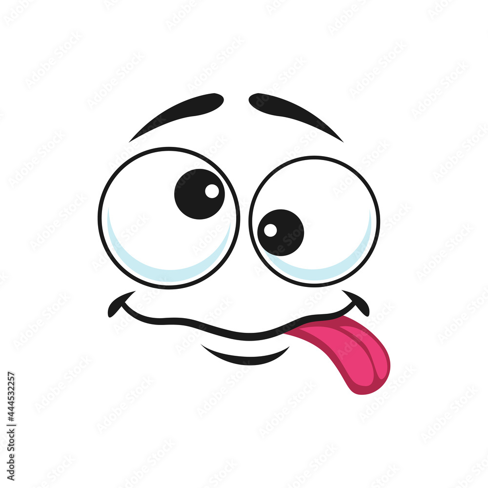 Strange stupid emoticon showing tongue isolated icon. Vector emoticon ...