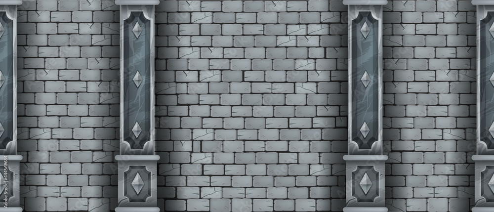 Brick wall seamless texture, ancient castle stone background, marble ...