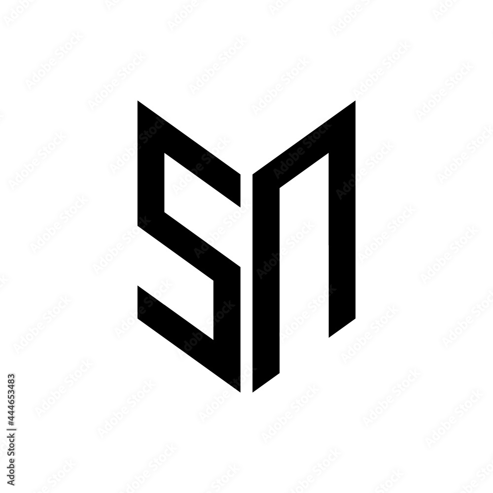 initial letters monogram logo black SN Stock Vector | Adobe Stock