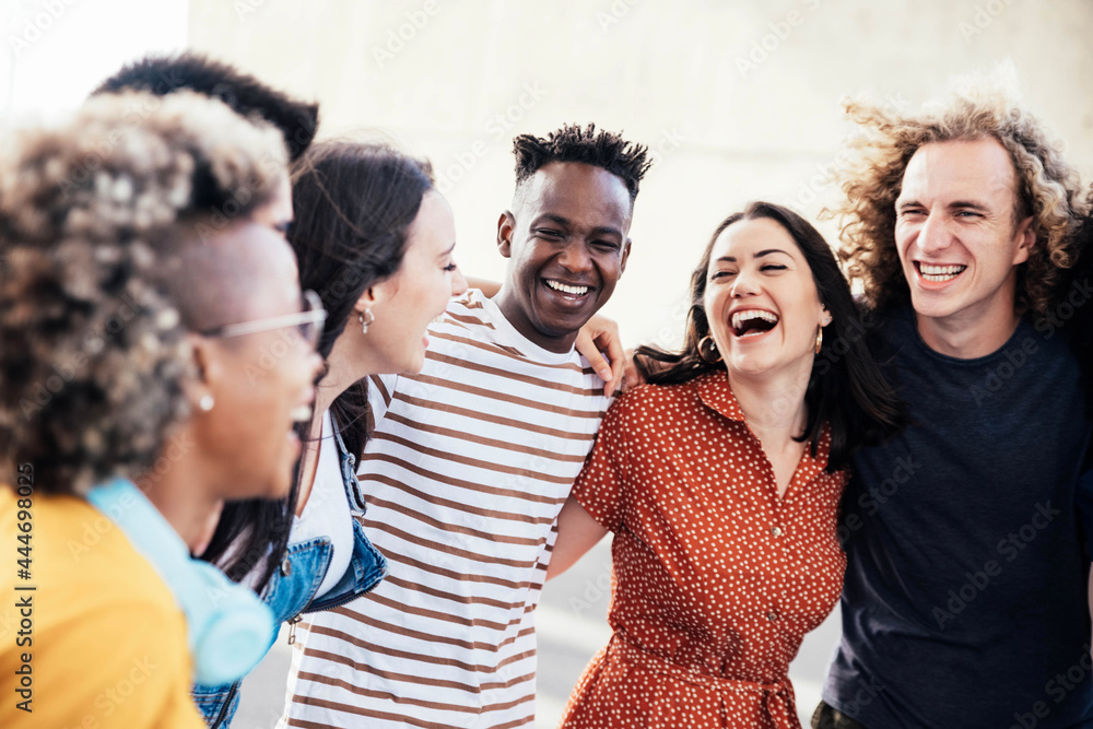 Young happy people laughing together - Multiracial friends group having ... Young happy people laughing together - Multiracial friends group having ...