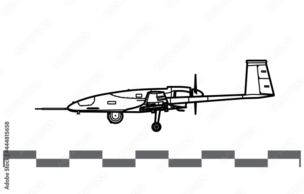 Bayraktar TB2. UCAV. Vector drawing of unmanned combat aerial vehicle ...