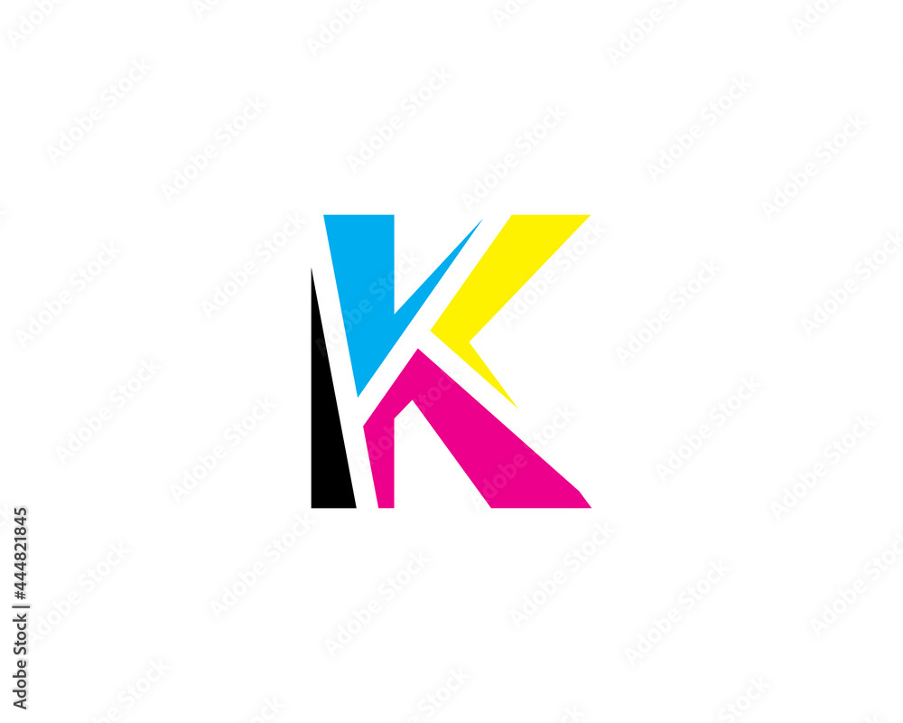 Letter K with CMYK Color Logo Vector 001 Stock Vector | Adobe Stock