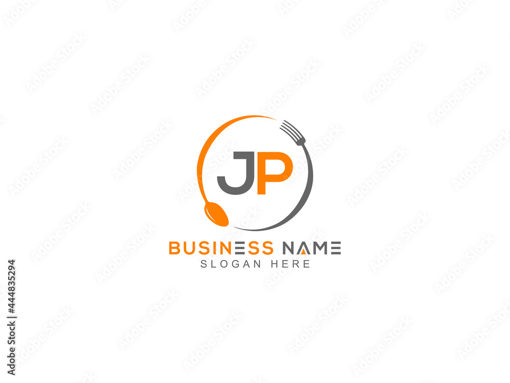 Letter JP Logo, restaurants jp logo icon with line style knife vector ...