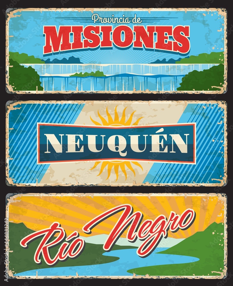 Misiones, Neuquen and Rio Negro, Argentine provinces and regions vector ...