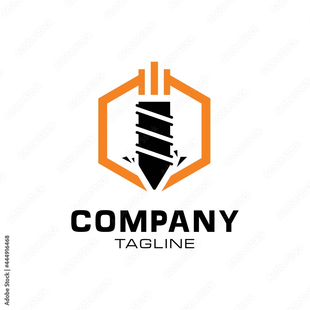 Drill Bit Logo Design Vector Image Stock Vector | Adobe Stock