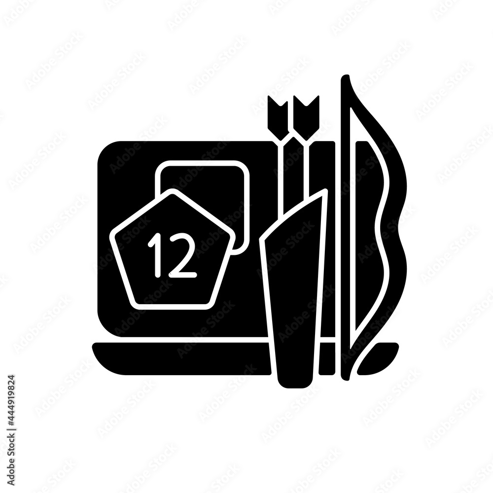Role play game black glyph icon. Users playing roles of characters ...