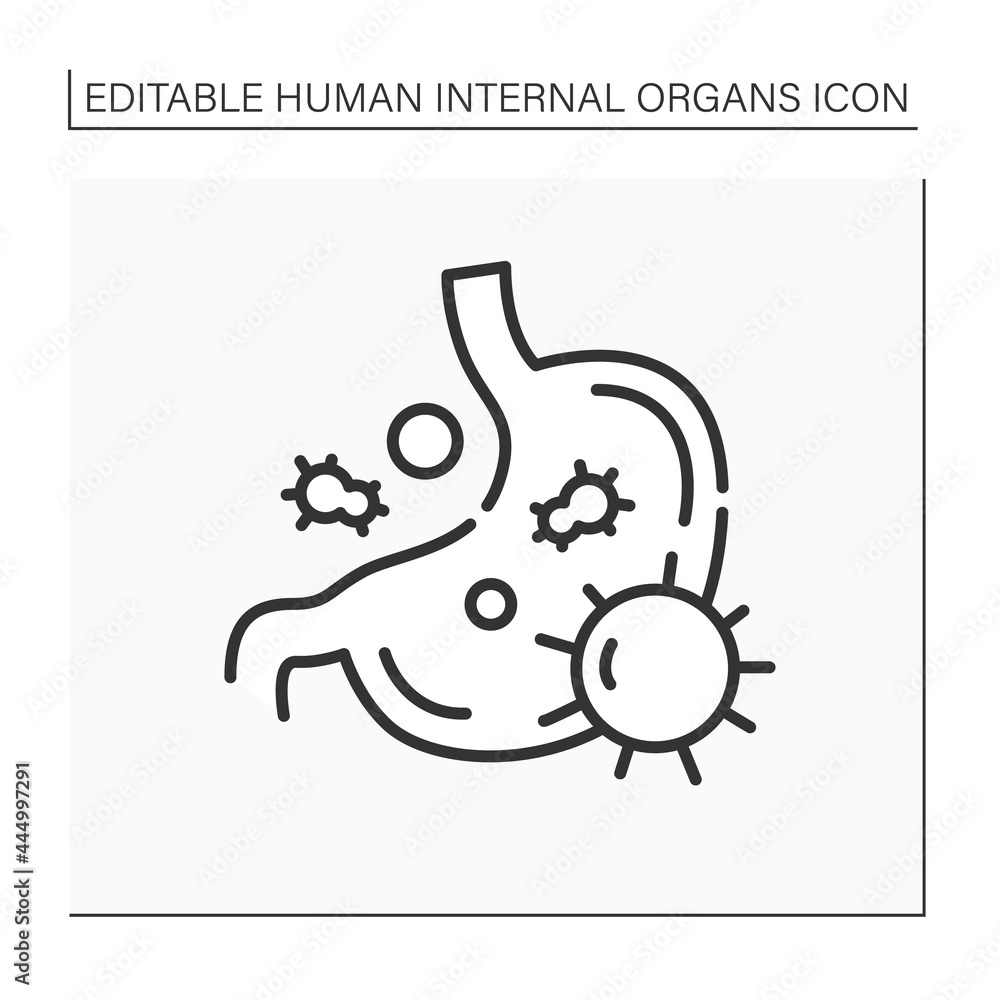 Stomach line icon.Gastric. Stomach disease. Gastroenteritis ...