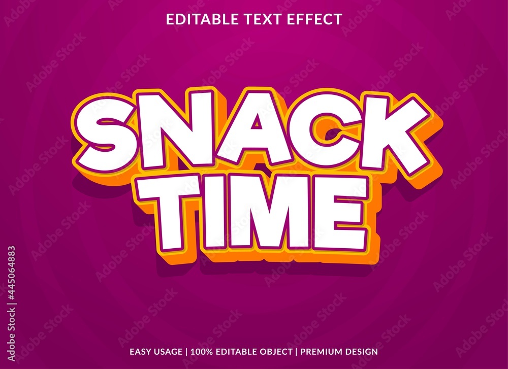 snack time text effect template with bold and abstract style use for ...