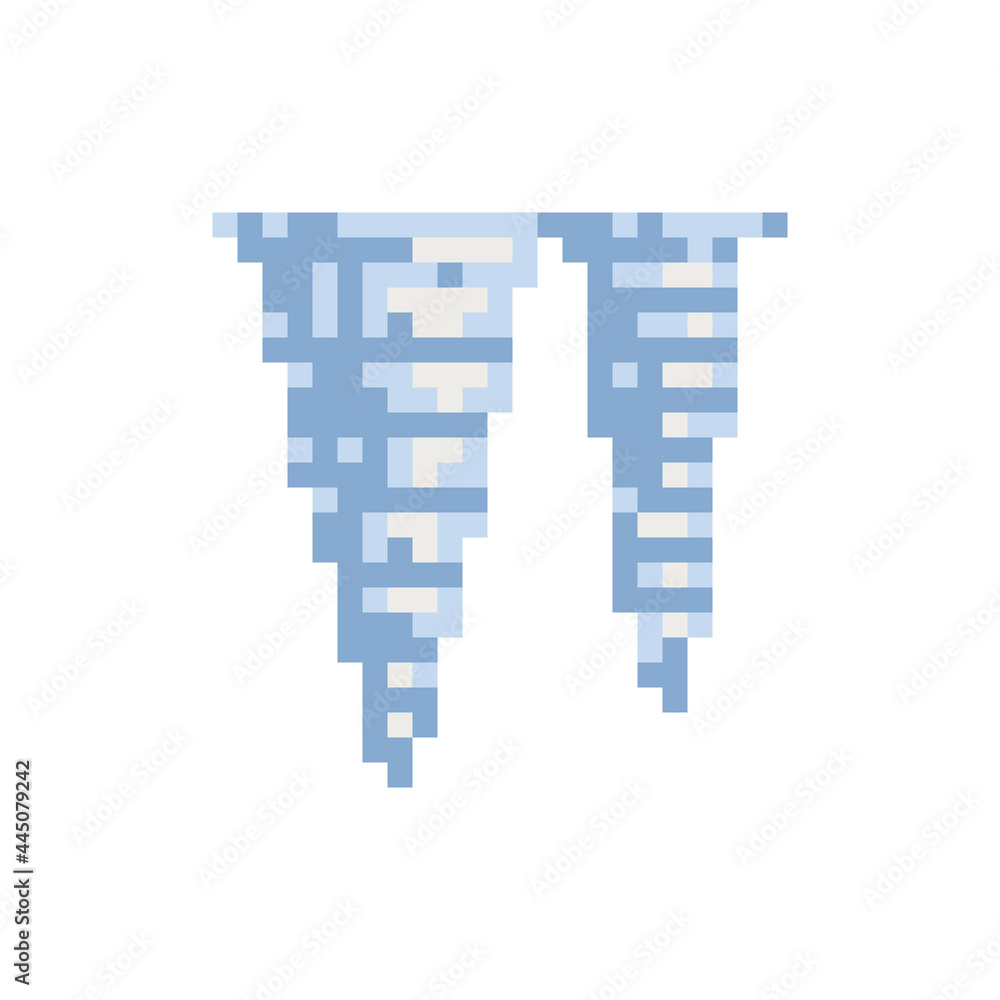 Icicle pixel art icons Winter theme set. Isolated vector illustration ...