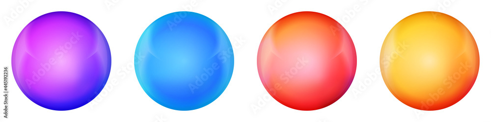 Set with glass colorful balls. Glossy realistic ball, 3D abstract ...