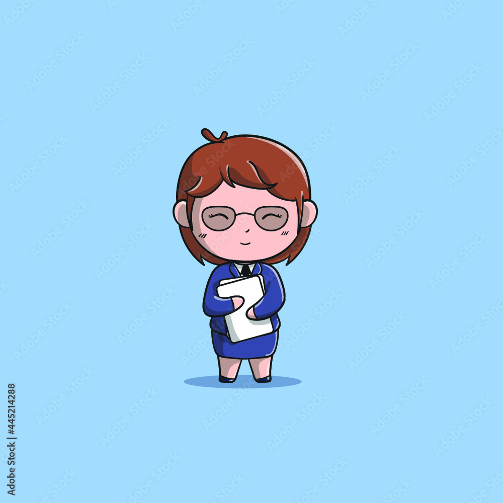 cute secretary using glasses vector icon illustration Stock Vector ...