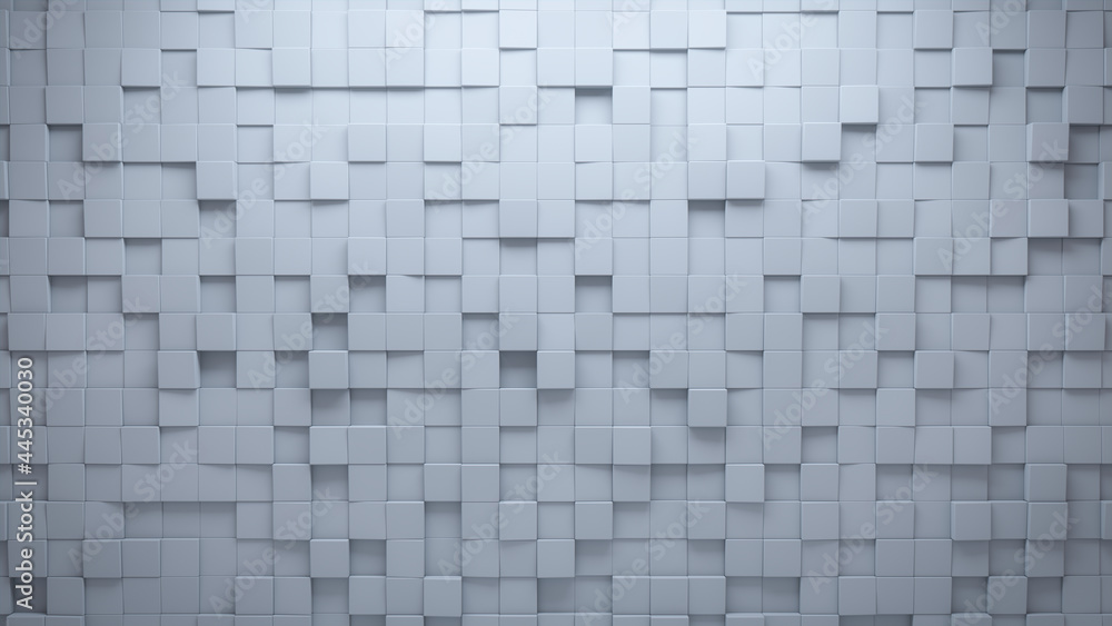 Polished, Square Mosaic Tiles arranged in the shape of a wall. White ...