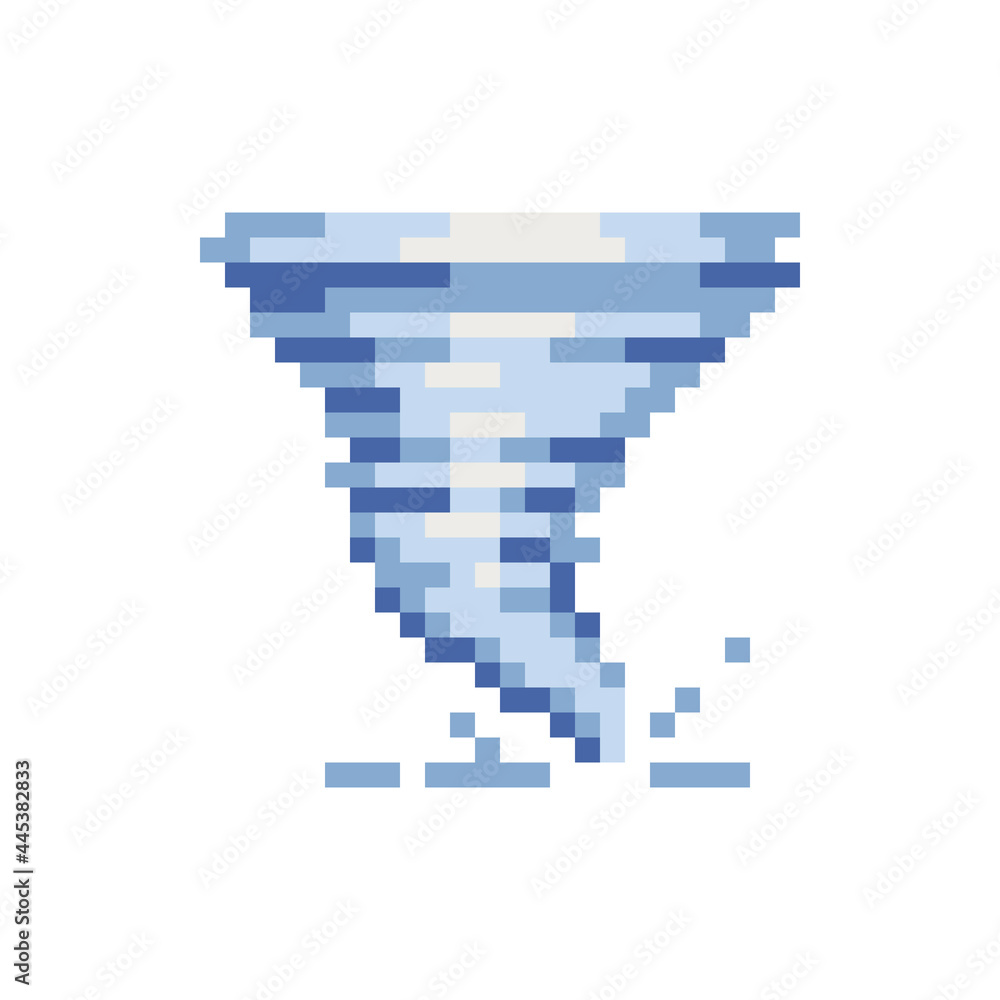 Tornado storm pixel art icon. Windstorm symbol. Typhoon, cyclone and ...