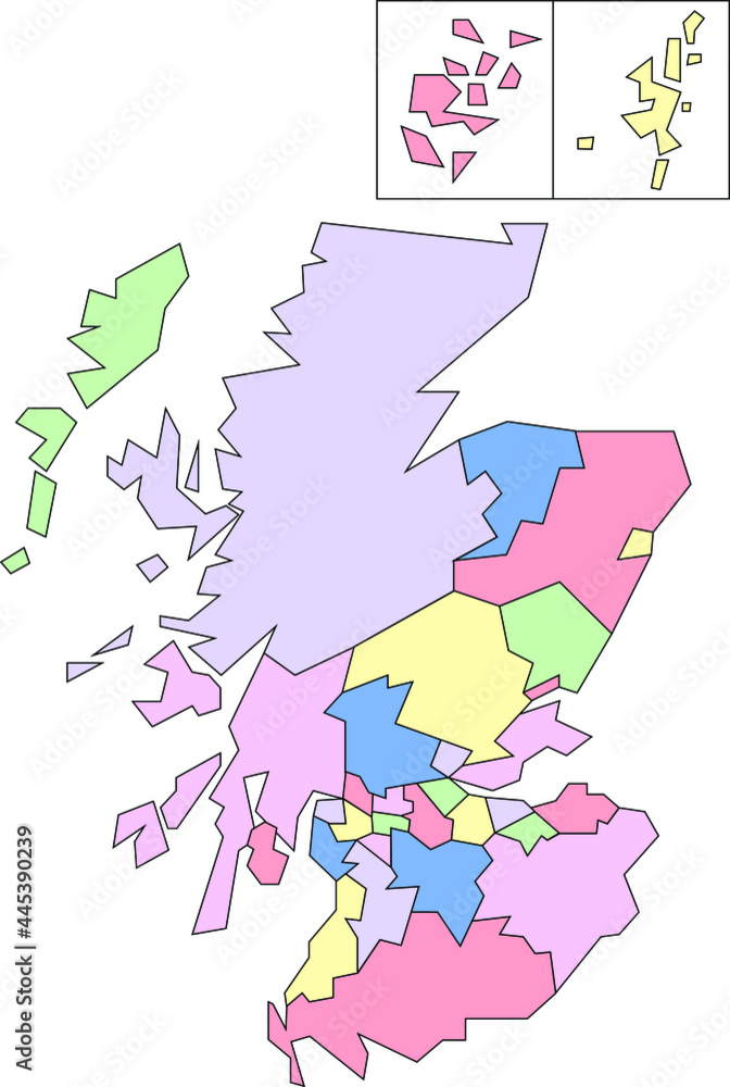 Vector map of Scotland to study with outline Stock Vector | Adobe Stock