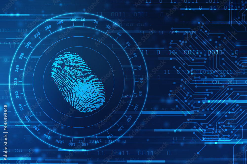 Fingerprint integrated in a printed circuit, releasing binary codes. fingerprint Scanning ...