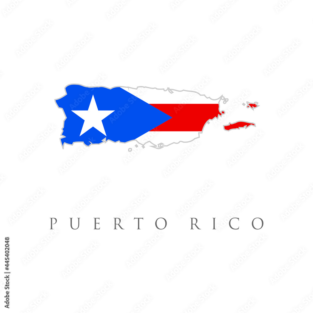 Map of Puerto Rico with Flag. The flag of the country in the form of ...