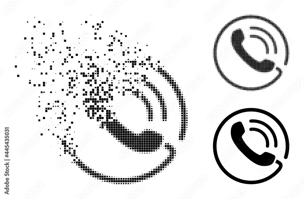 Image vectorielle Stock Erosion pixelated phone call pictogram with ...
