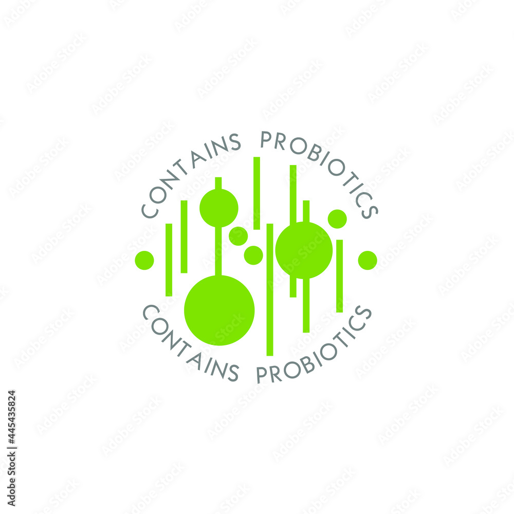 Probiotics logo. Bacteria logo. Concept of healthy nutrition ingredient ...