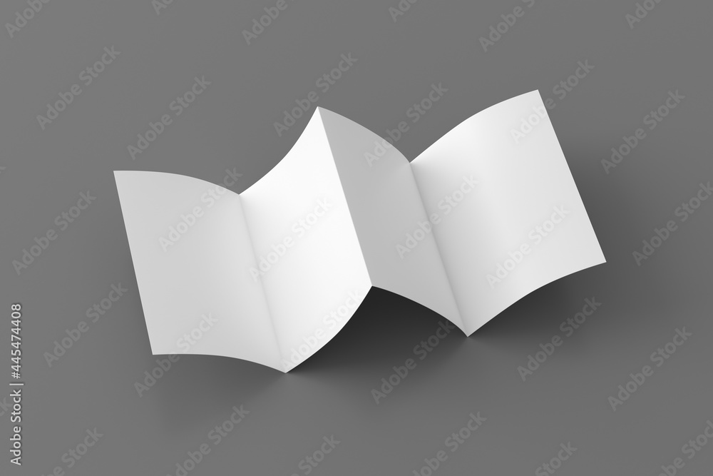 Vertical page zigzag or accordion fold brochure. Four panels, eight ...
