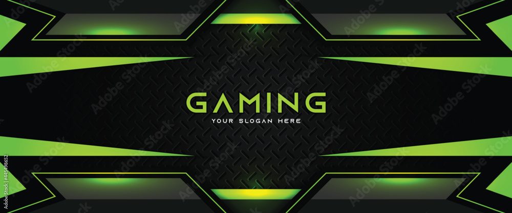 Futuristic green and black abstract gaming banner design with metal ...